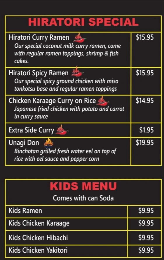 Hiratori Hibachi Express Ramen Yakitori Serves Japanese Food in Parker ...